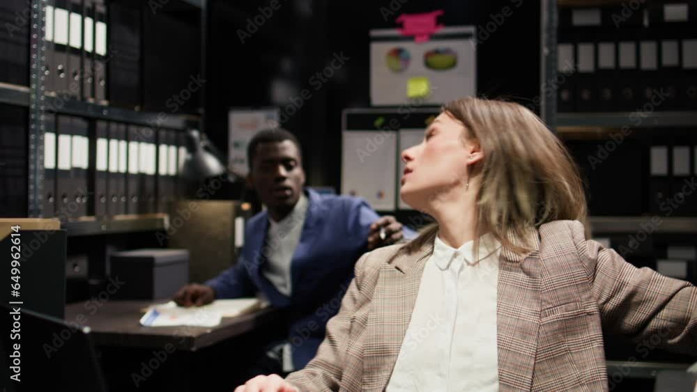 African american detective requests forensic report and suspect ...