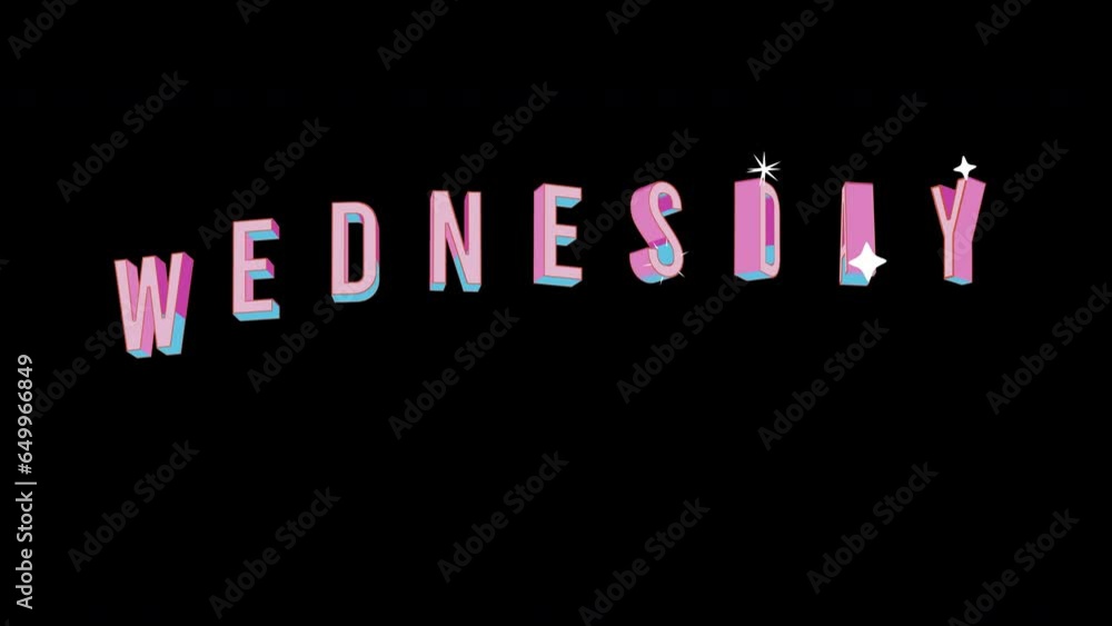 Bright letters jump merrily in the inscription WEDNESDAY day of the ...