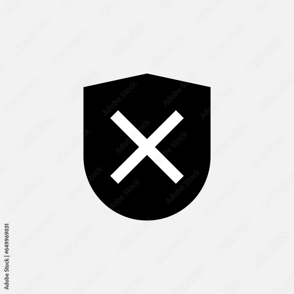 Cross Mark Icon. Bad Defense. Reject Symbol - Vector Logo Template ...