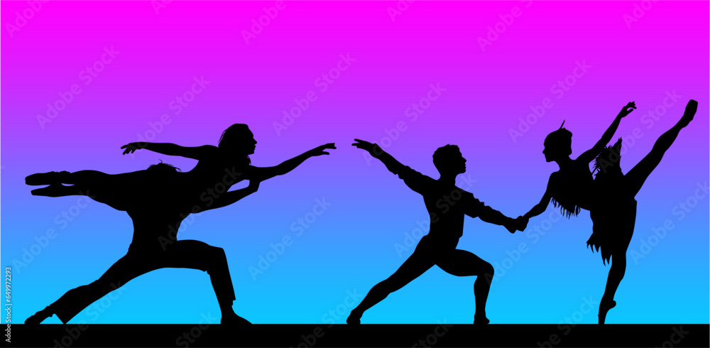 danza, baile, vector, silueta, mexico, telas, teatral Stock Vector ...