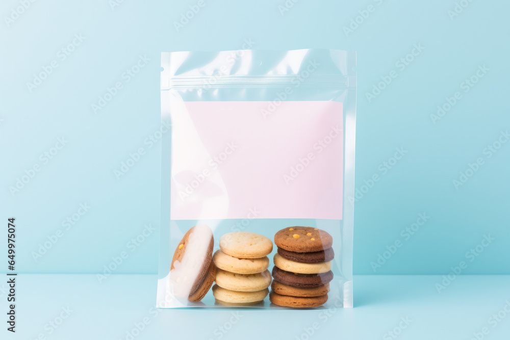 Blank White Cookie Bag with Pastel Background. Empty Packaging Template ...