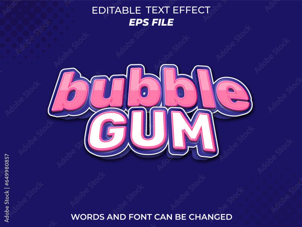 bubble gum text effect, font editable, typography, 3d text. vector template Stock Vector | Adobe ...