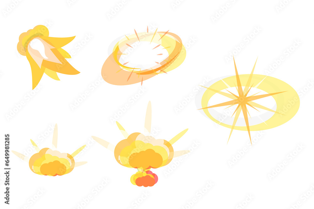 3D Isometric Flat Set of Blast Effects, Effects of an Explosion with ...