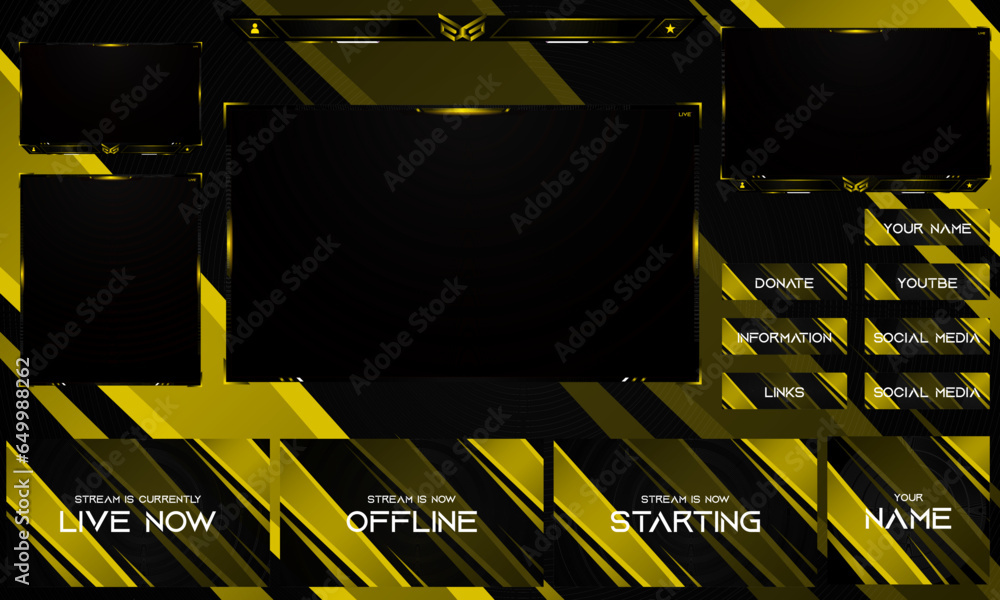 Twitch Overlay Live Stream template set Stock Vector | Adobe Stock