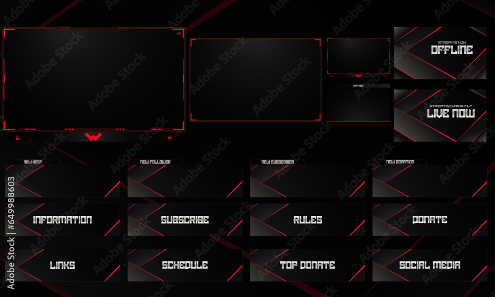 Twitch Overlay Live Stream template set Stock Vector | Adobe Stock
