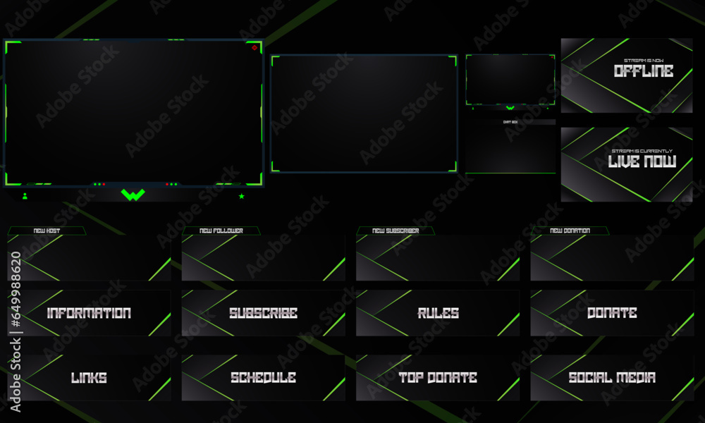 Twitch Overlay Live Stream template set Stock Vector | Adobe Stock