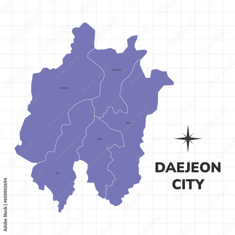 Daejeon city map illustration. Map of cities in South Korea Stock ...