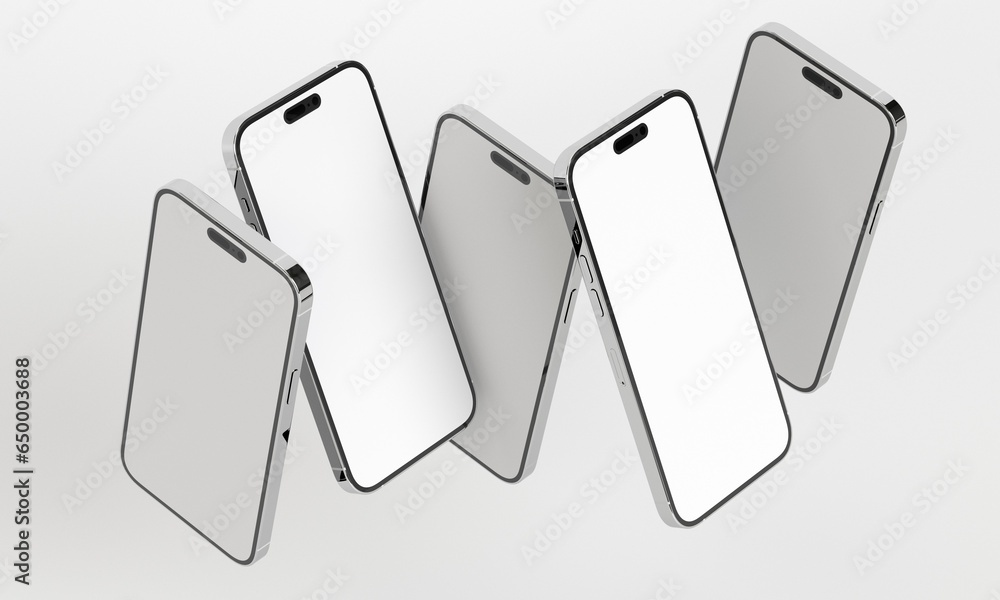 Illustration 3d render of isometric rectangles simulating a telephone ...