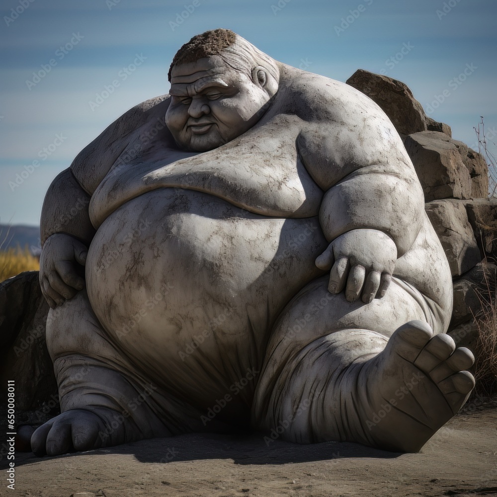 Stone sculpture of a fat man, fairy tale character. AI Stock ...