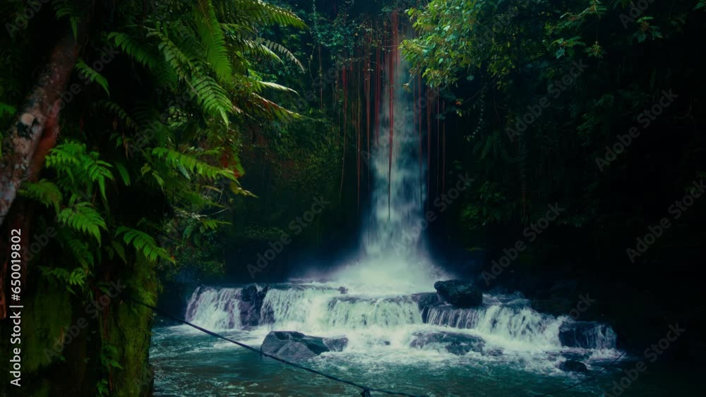 Bali waterfall Sumampan in tropical rainforest on nature background 4K ...