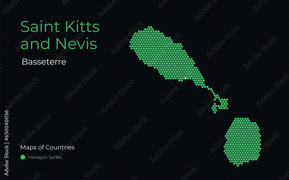 Saint Christopher and Nevis, Basseterre. Creative vector map. Maps of ...
