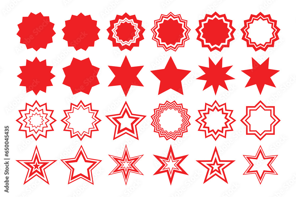 Vetor de Red star icon collection. Star vector icons. Different stars ...