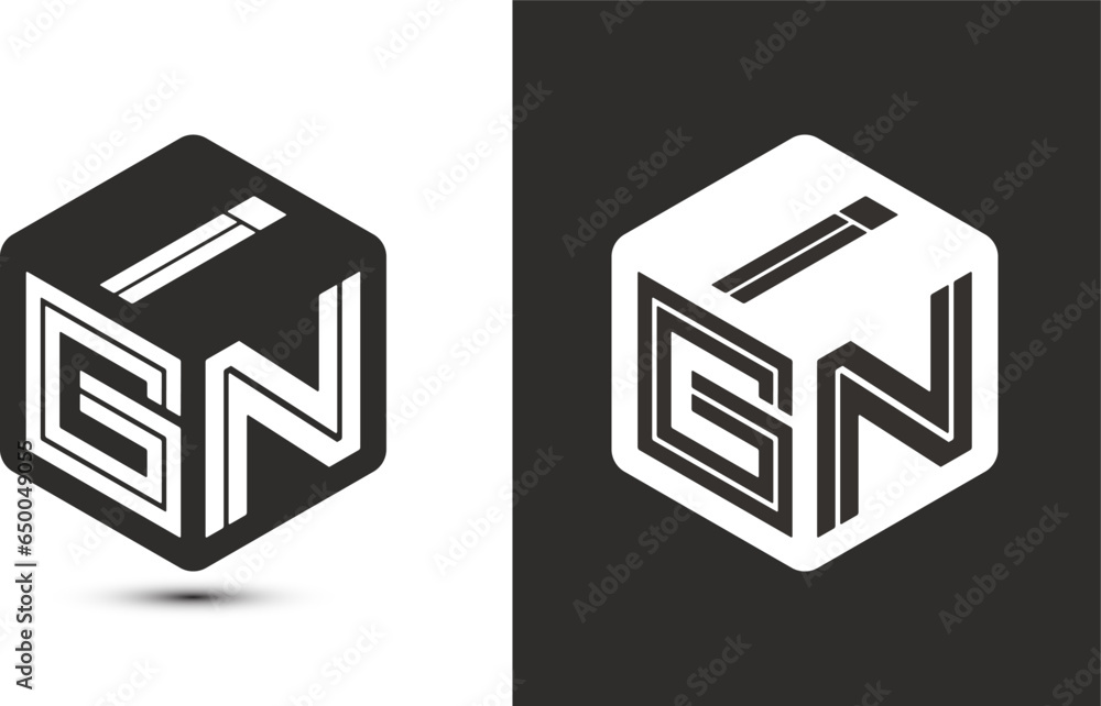 IGN letter logo design with illustrator cube logo, vector logo modern ...