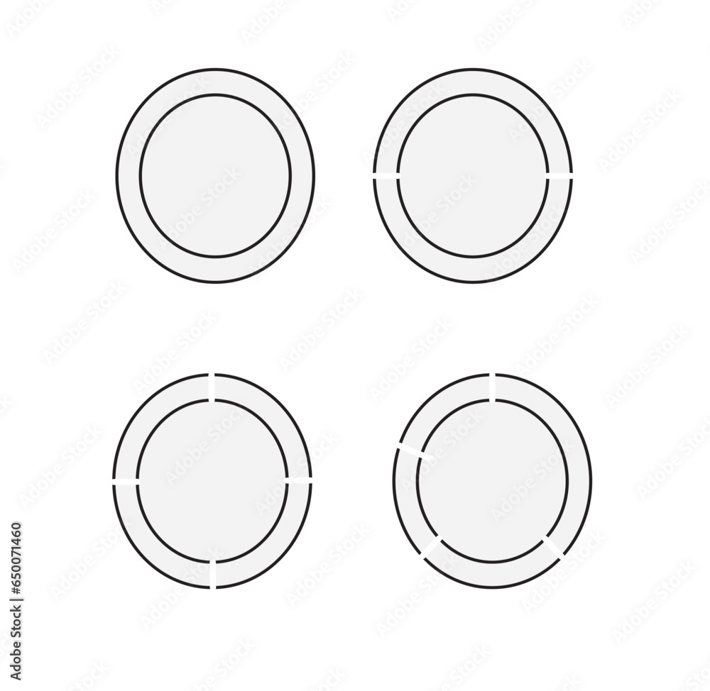 Circles divided diagram, graph icon pie shape section chart Stock ...