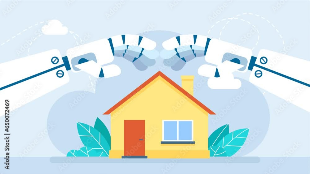 House Insurance. Artificial intelligence for property protection. Robot ...