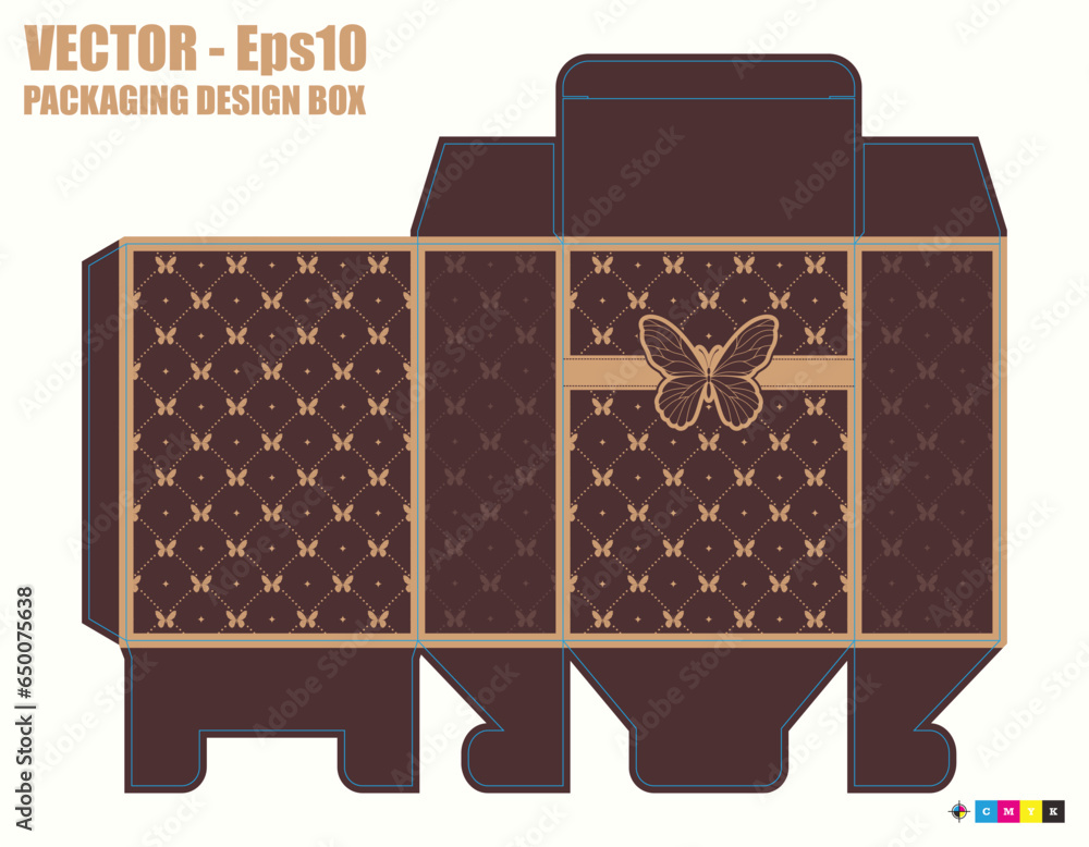 Luxury Box packaging seamless pattern die cut template design Stock ...