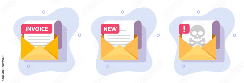 Invoice quote email document icon vector, scam fraud spam mail letter ...