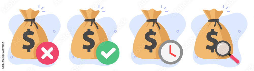 Money transfer transaction review status icon vector graphic ...