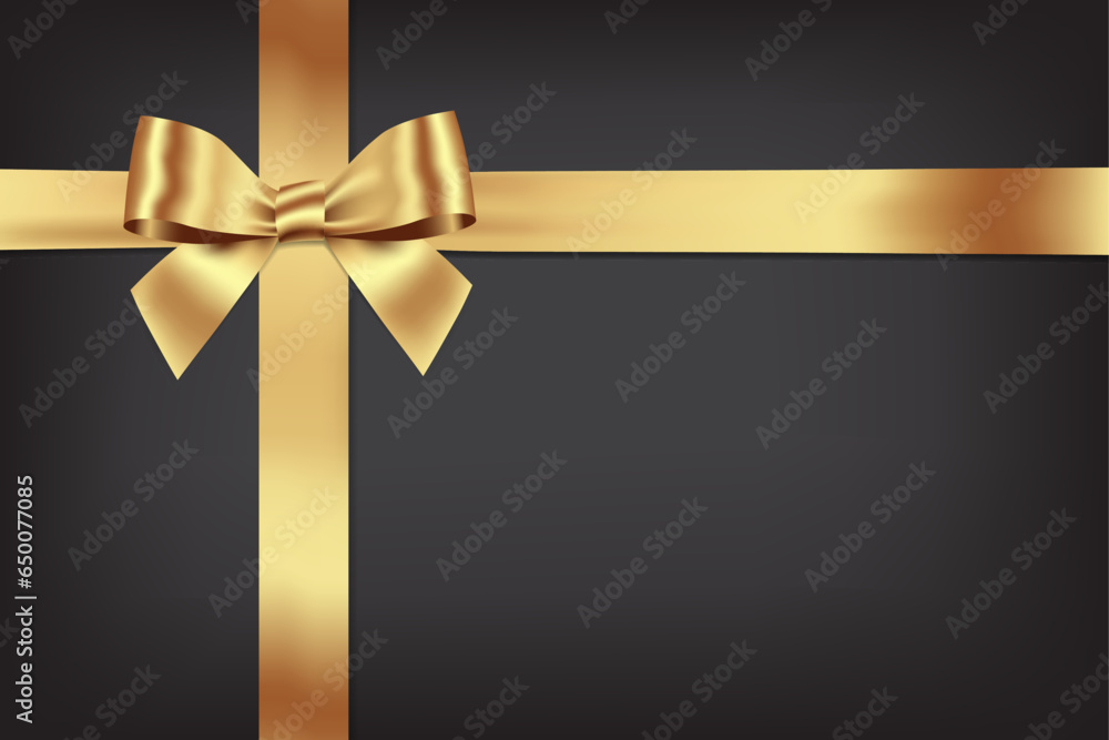Gold bow realistic with horizontal and Vertical cross ribbon place on ...