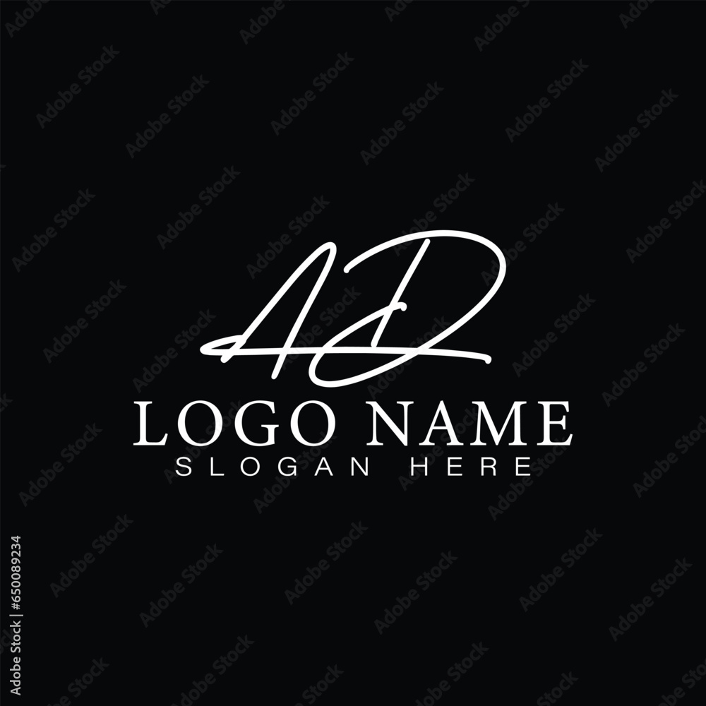 Elegant Script AD Letter Handwriting Logo - Perfect for Luxury Brands ...