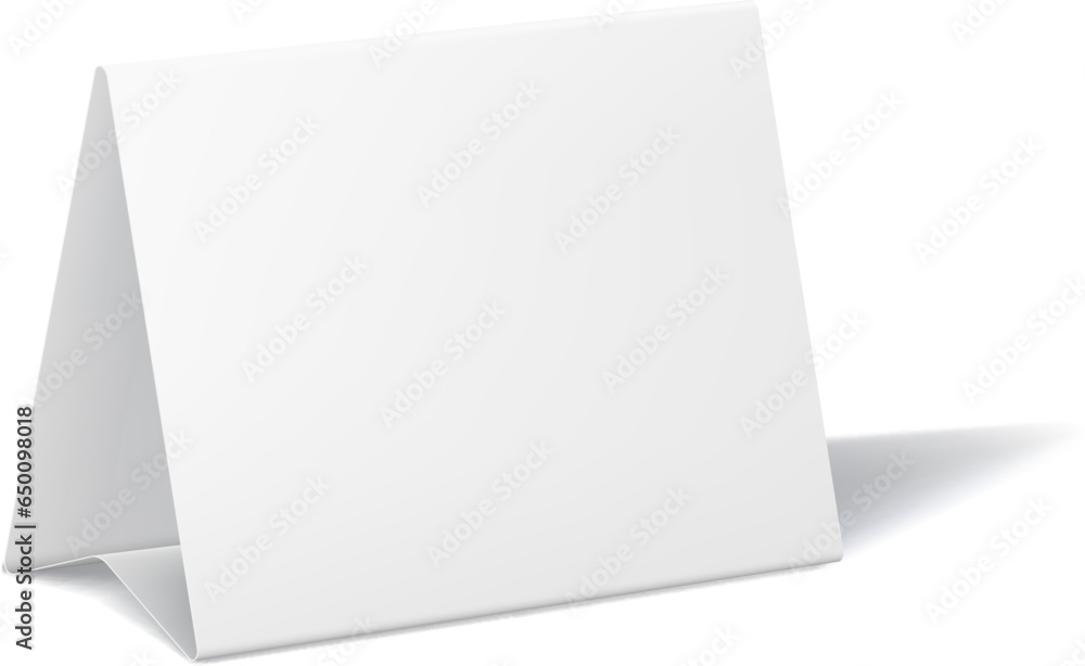 Table stand paper tent card, threefold blank menu display mockup ...