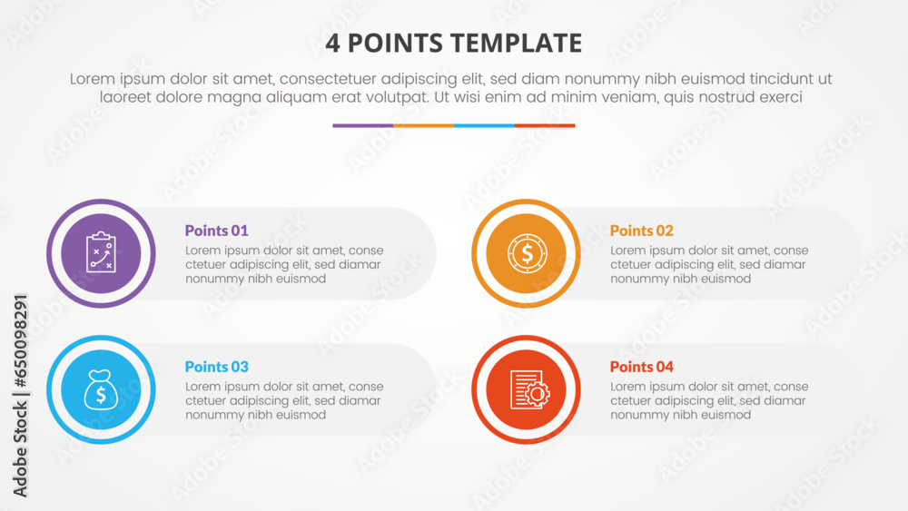 4 points stage template infographic concept for slide presentation with ...