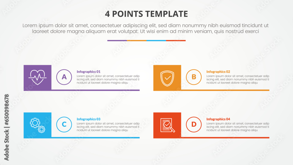 4 points stage template infographic concept for slide presentation with ...
