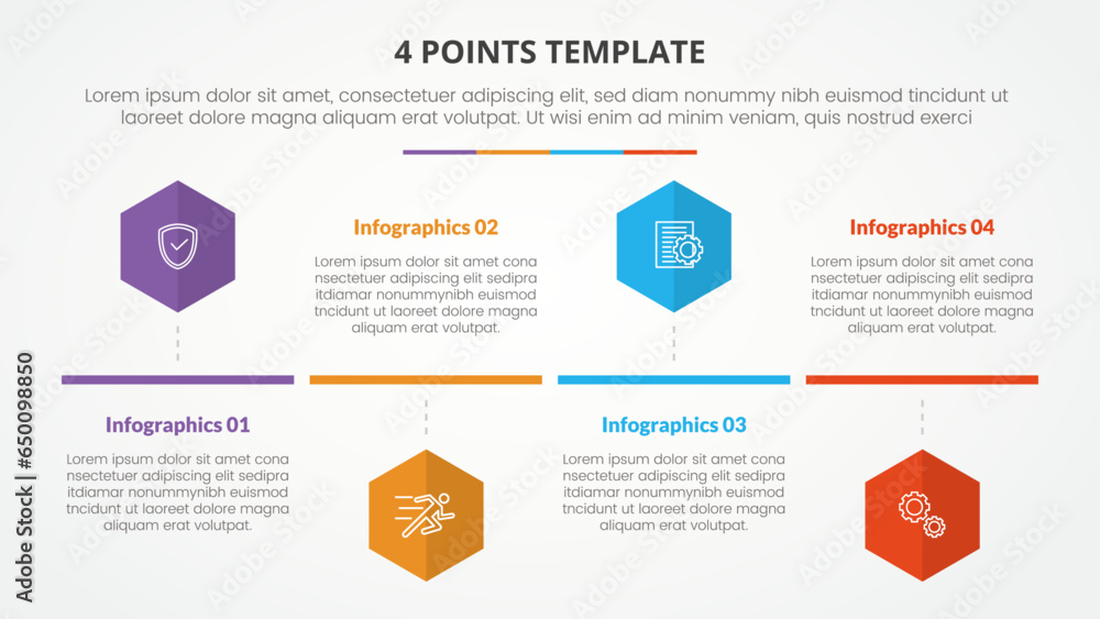 4 points stage template infographic concept for slide presentation with ...