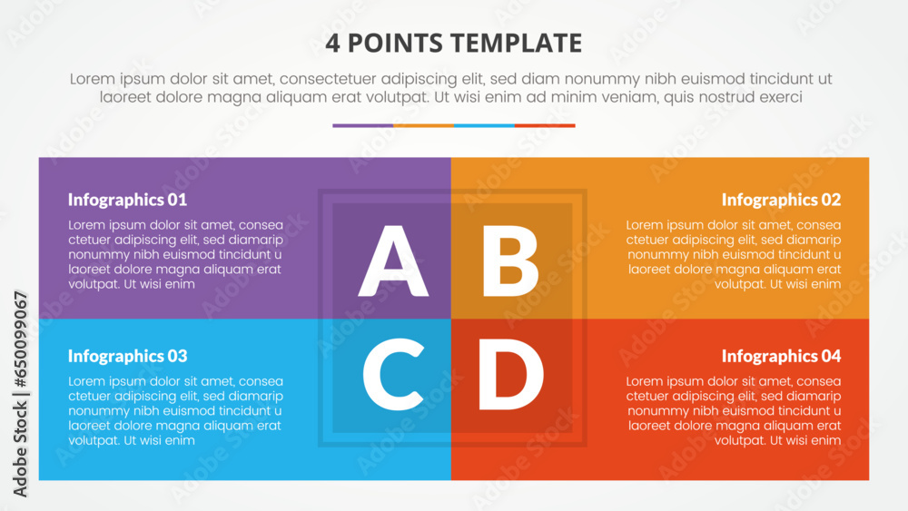 4 points stage template infographic concept for slide presentation with ...