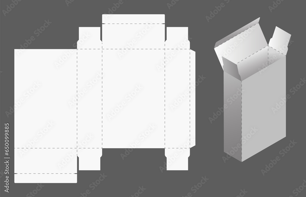 Box cut model. Package template layout for new design. Paper ...