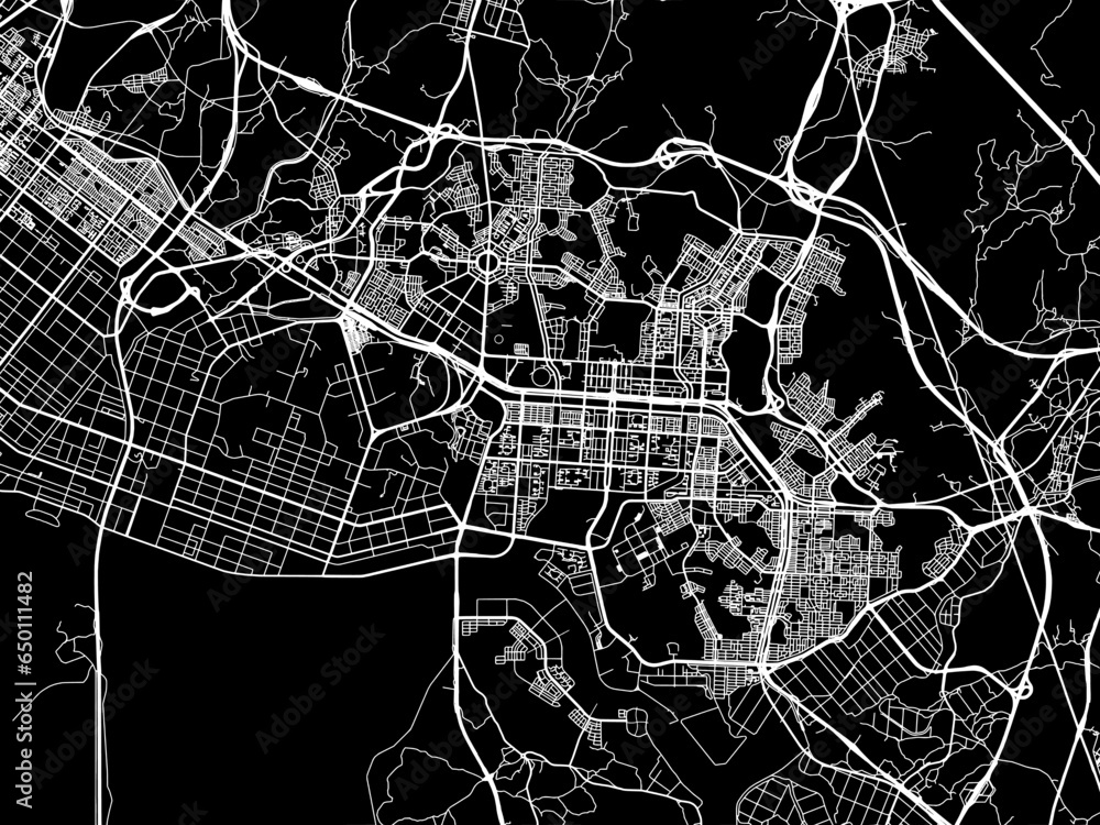 Vector road map of the city of Ansan-si in the South Korea with white ...