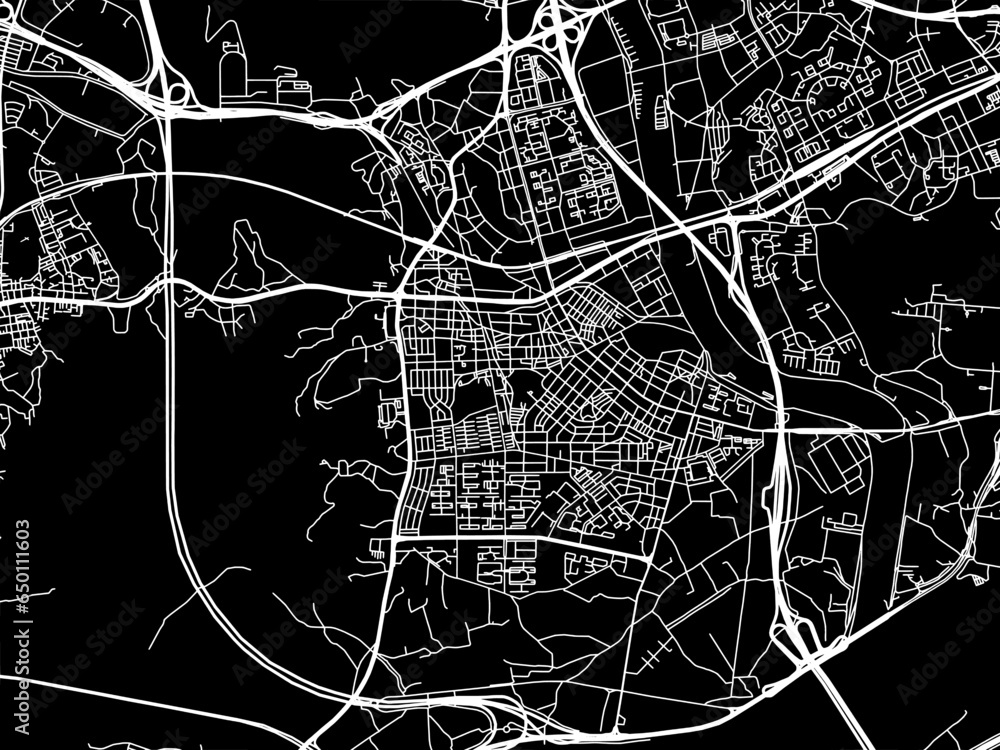 Vector road map of the city of Guri-si in the South Korea with white ...