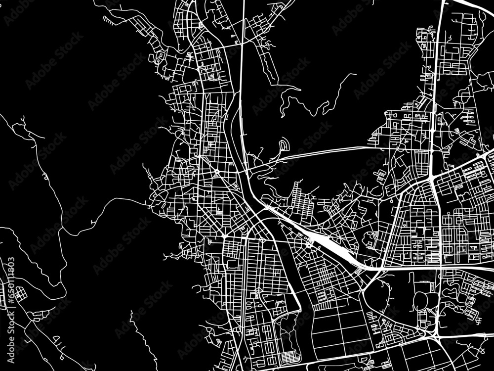 Vector road map of the city of Suncheon in the South Korea with white ...