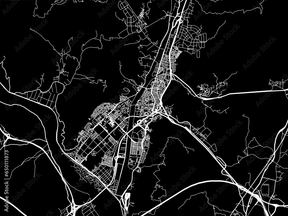 Vector road map of the city of Yangsan in the South Korea with white ...