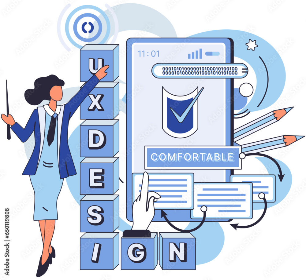 User experience design. Vector illustration. Designing software, art ...