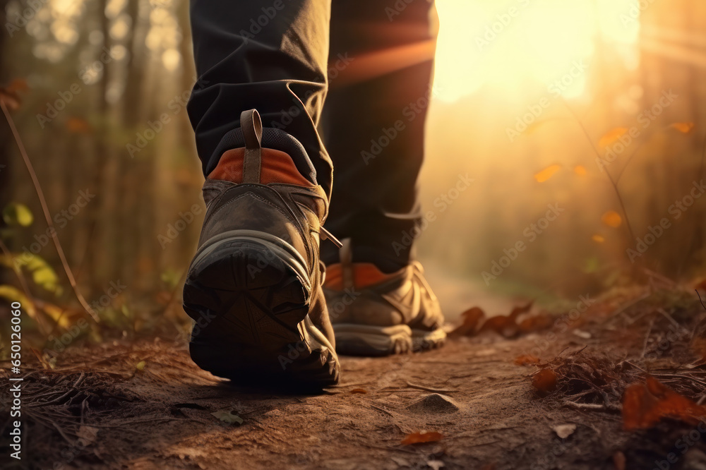 Trail of Enlightenment: Hikers' feet tread through the forest's embrace ...