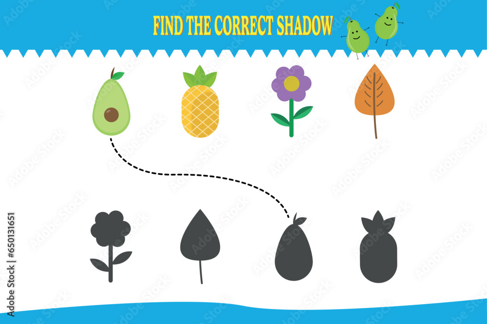 Find the correct shadow. Educational game for kids. Printable worksheet ...