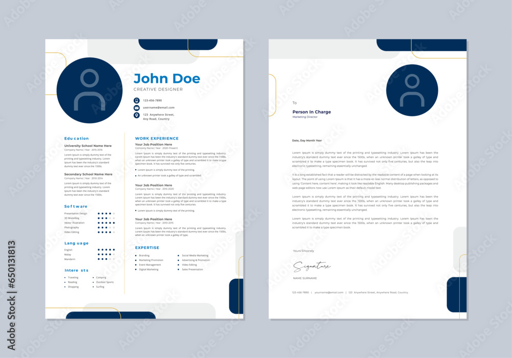 Cv templates. Professional resume, cover letter business layout job ...
