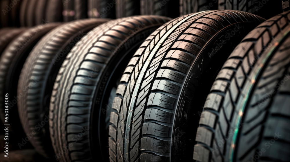 Car Tires. Tires in a tire store, Spare tire car. Generative Ai Stock ...