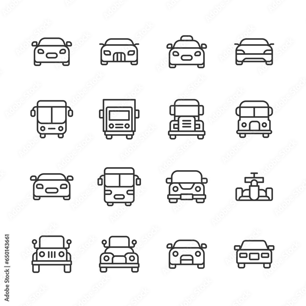 Car Line Icons. Editable Stroke. Contains such icons as Auto, Bus ...
