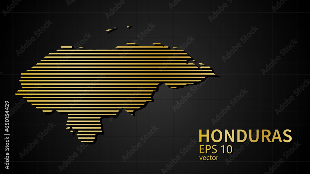 Vector gold map of Honduras, futuristic modern website background or ...
