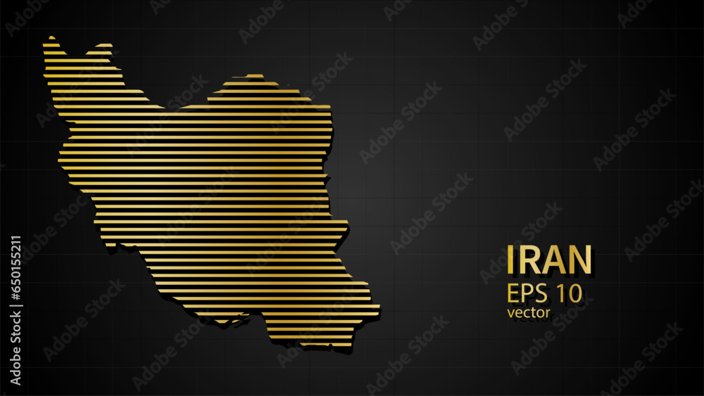 Vector gold map of Iran, futuristic modern website background or cover ...