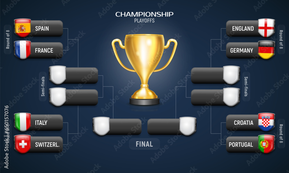 The schedule of football tournament matches. Playoffs table. Vector ...