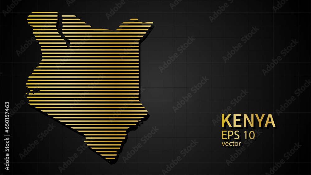 Vector gold map of Kenya, futuristic modern website background or cover ...