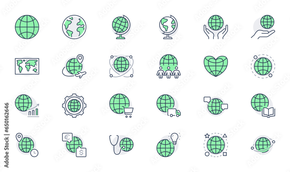 Globe line icons. Vector illustration include icon - international ...