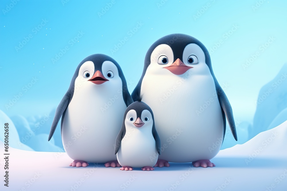 Stockfoto 3d cartoon penguin family, cute cartoon penguin family ...