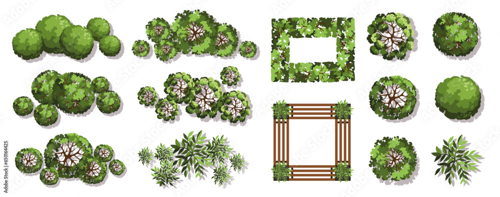 Trees and benches for architectural floor plans. Entourage design ...