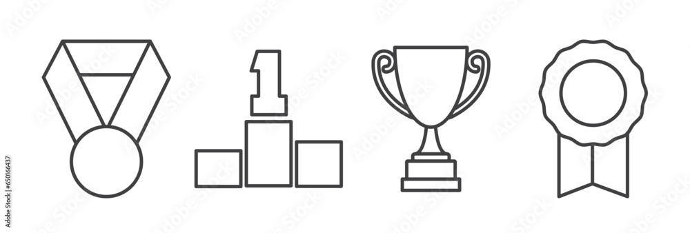 Award icons in line style. Vector illustration. Trophy icons on white ...