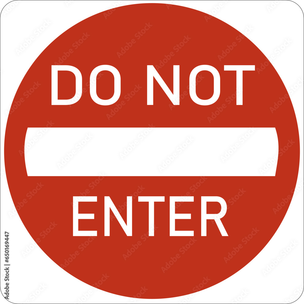 Vector graphic of a usa Do Not Enter MUTCD highway sign. It consists of ...