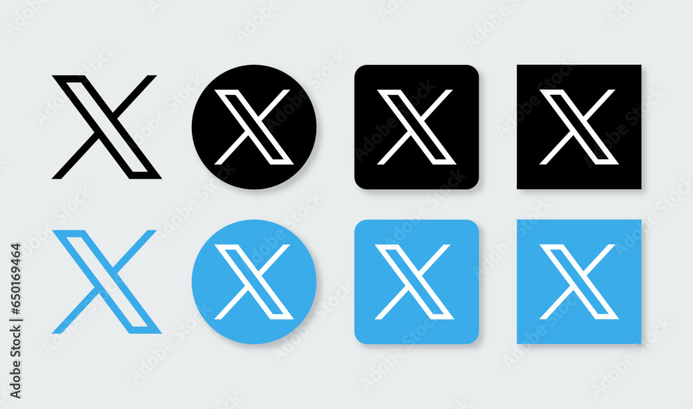 Twitter logo X new icon set. Twitter X logo. X Twitter symbols. Stock ...